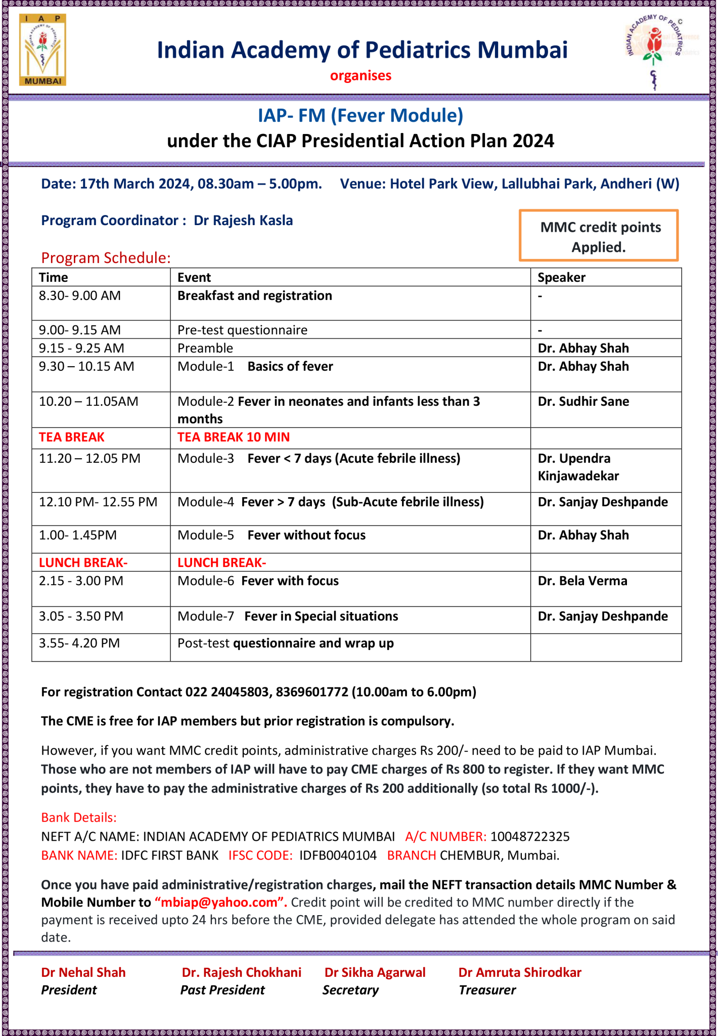 IAP- FM (Fever Module) – IAP Mumbai